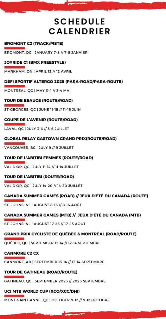CYCLING CANADA UNVEILS 2025 NATIONAL CALENDAR — Cycling Canada