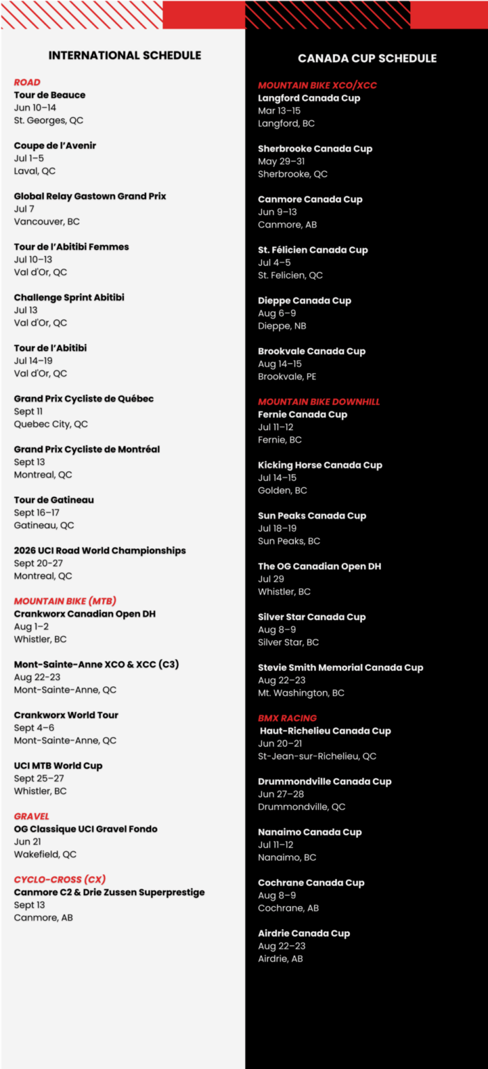 2026 NATIONAL CALENDAR ANNOUNCED: UCI EVENTS, CANADA CUPS AND CANADIAN ...